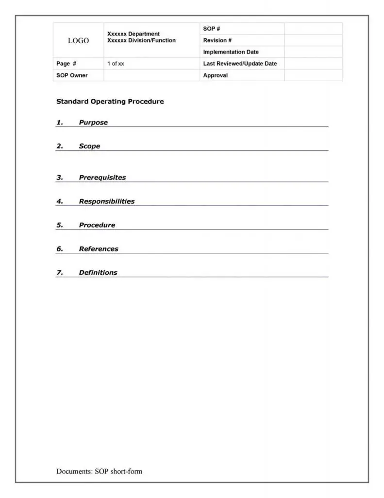 Las 37 mejores plantillas de procedimientos operativos estándar (SOP) - Mundo Plantillas