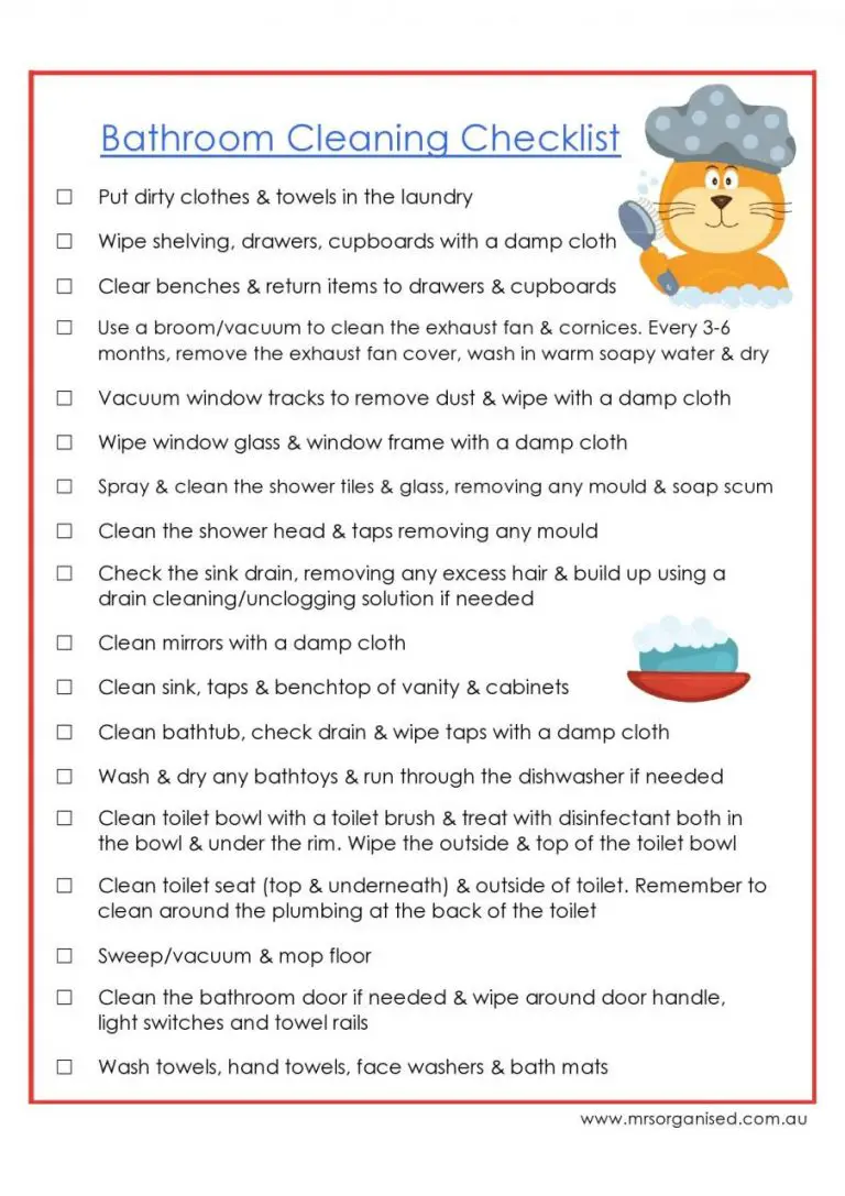 49 Listas de verificación de limpieza de baños imprimibles [Word ...