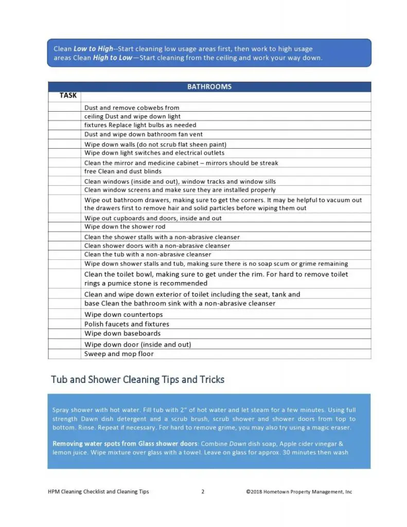 49 Listas de verificación de limpieza de baños imprimibles [Word ...