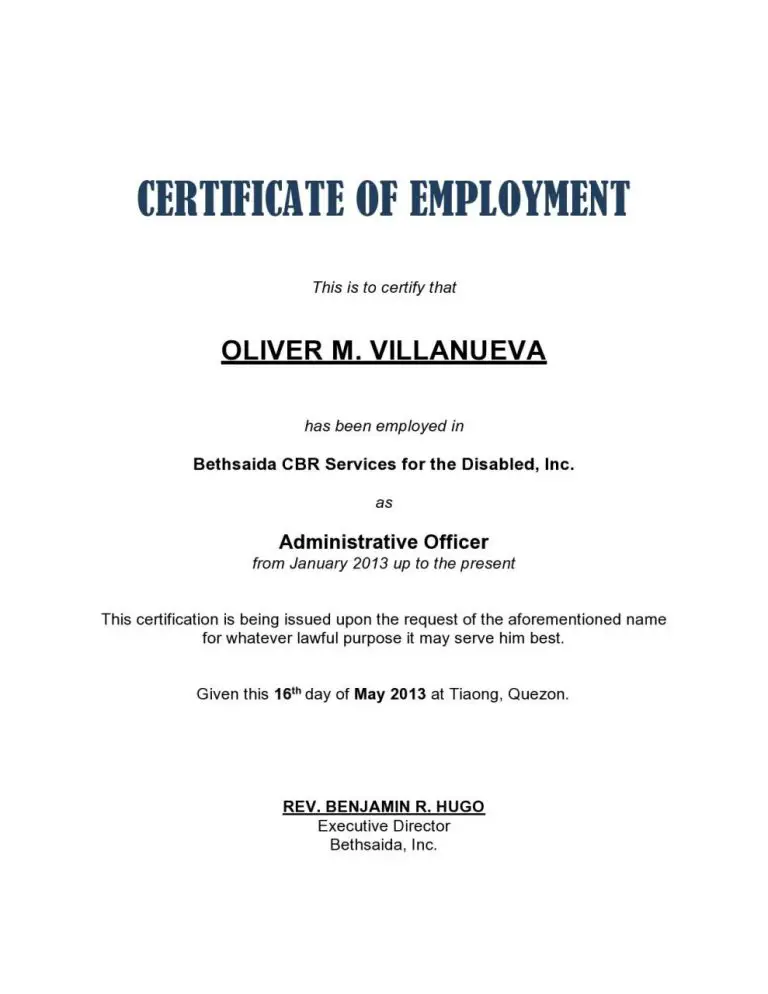 Las 40 mejores muestras de certificados de empleo [gratis] - Mundo ...