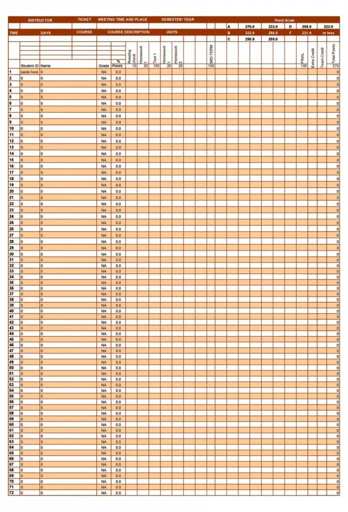 37 Plantillas de listas de clases [Plantillas de listas de estudiantes ...
