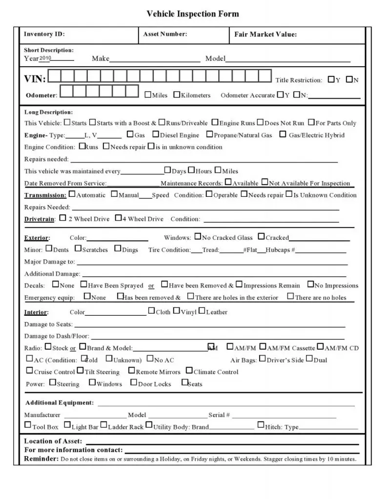 39 mejores formularios de inspección de vehículos (Lyft, Uber, etc.) - Mundo Plantillas