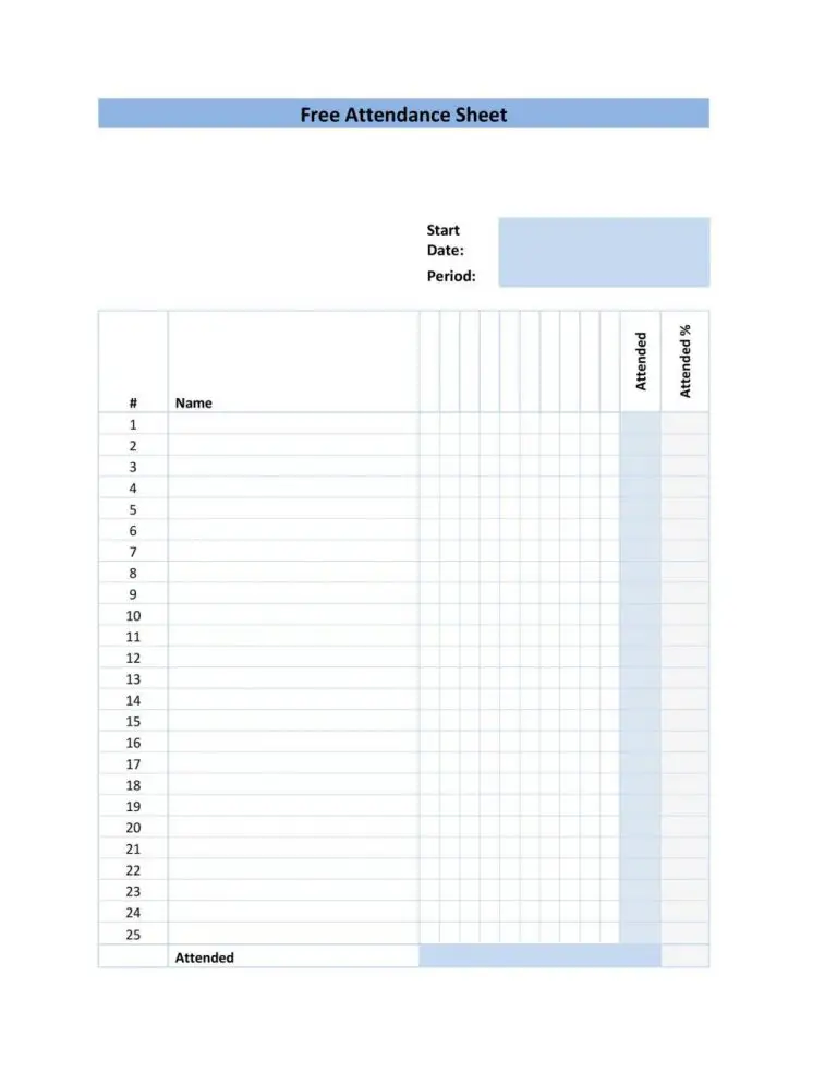 43 plantillas de hojas de asistencia imprimibles gratis - Mundo Plantillas