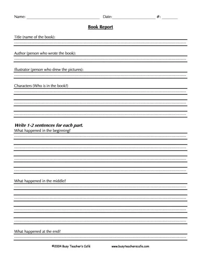 30 plantillas de informes de libros y hojas de trabajo de lectura ...