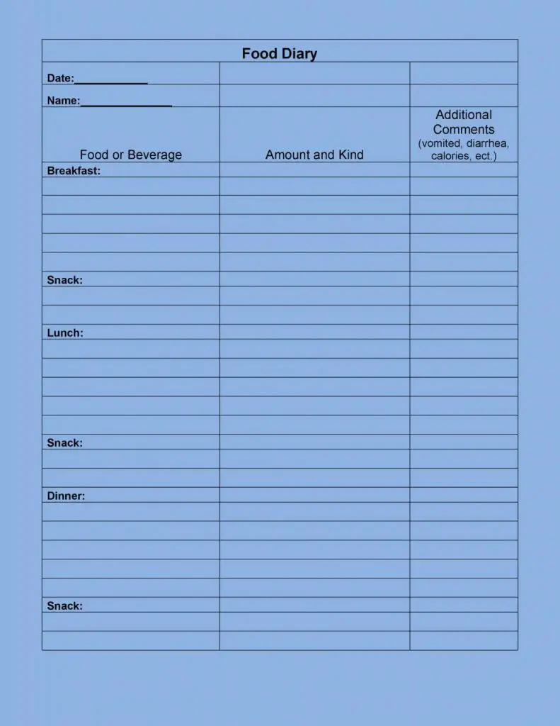 40 plantillas simples de diarios de alimentos y ejemplos de registros ...