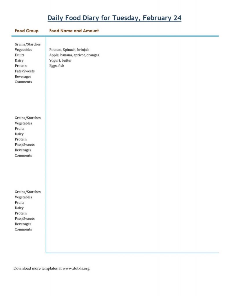 40 plantillas simples de diarios de alimentos y ejemplos de registros ...