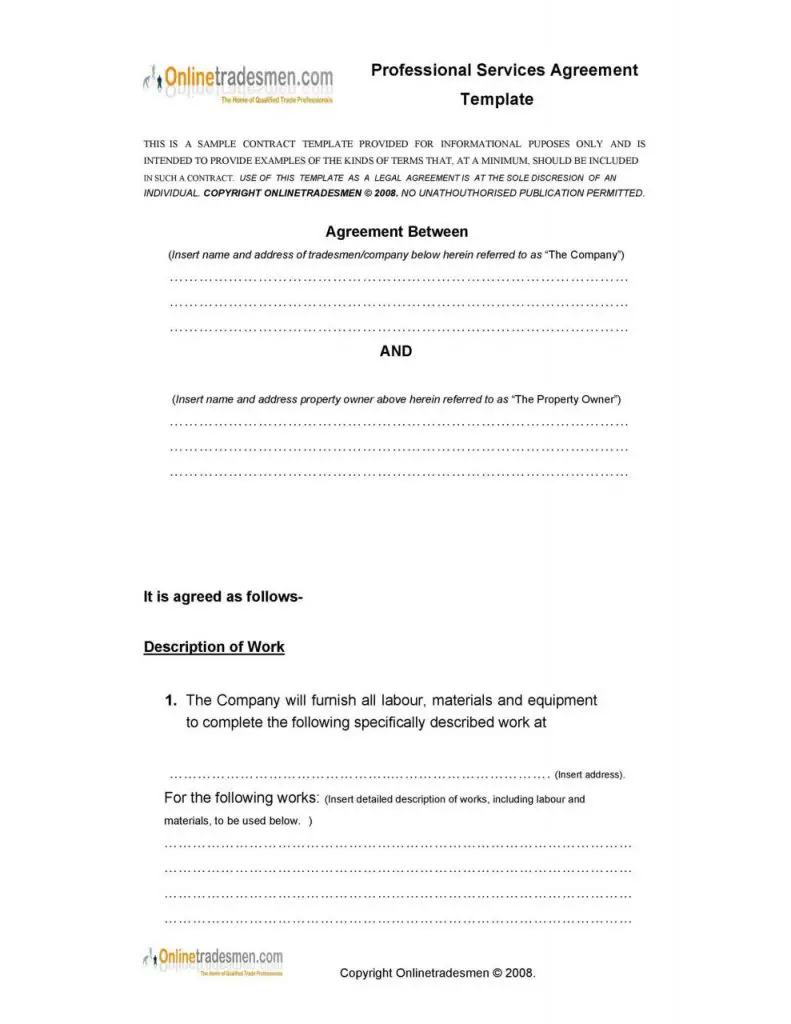 Más de 50 plantillas y contratos de acuerdos de servicios profesionales ...