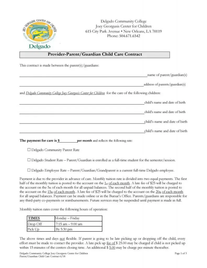 50 plantillas de contrato de guardería, cuidado infantil y cuidado de ...