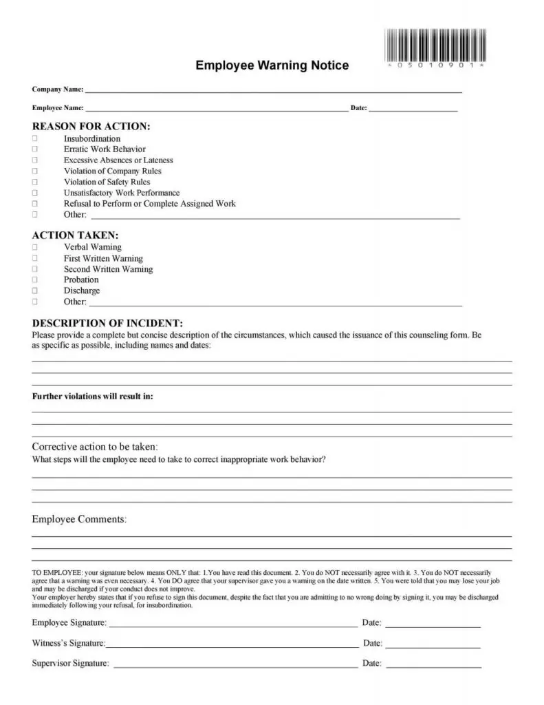 Aviso de advertencia para empleados: descargue 56 plantillas y ...
