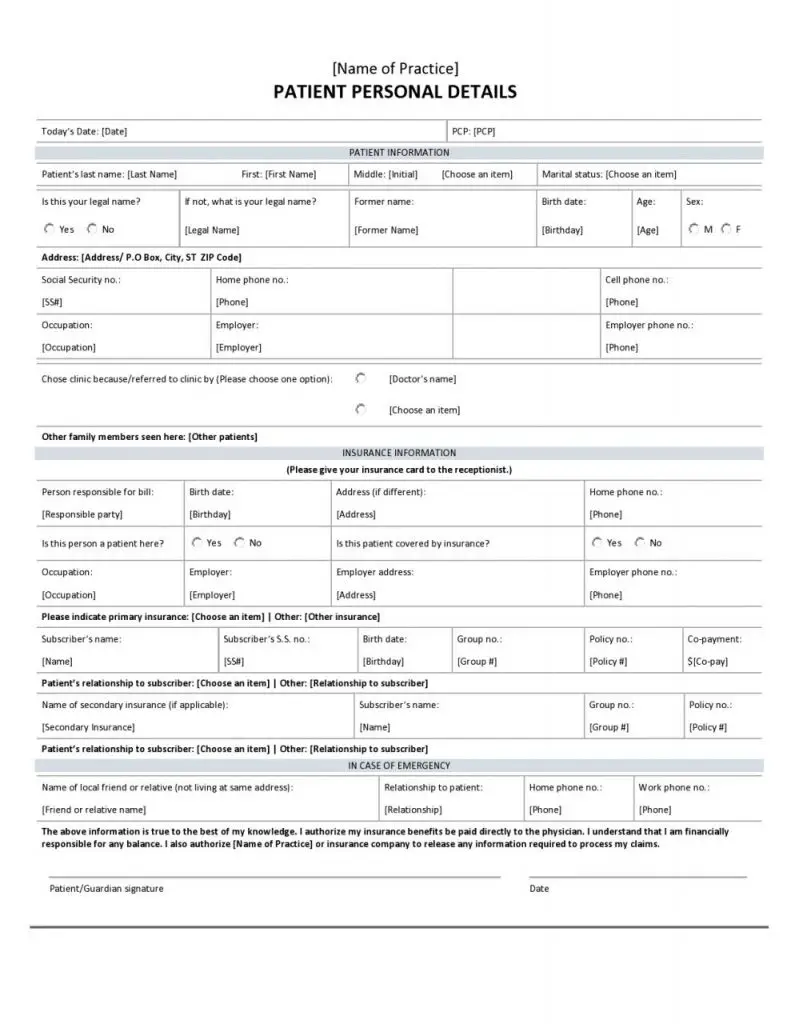 41 formularios de información personal gratuitos [y plantillas] - Mundo ...