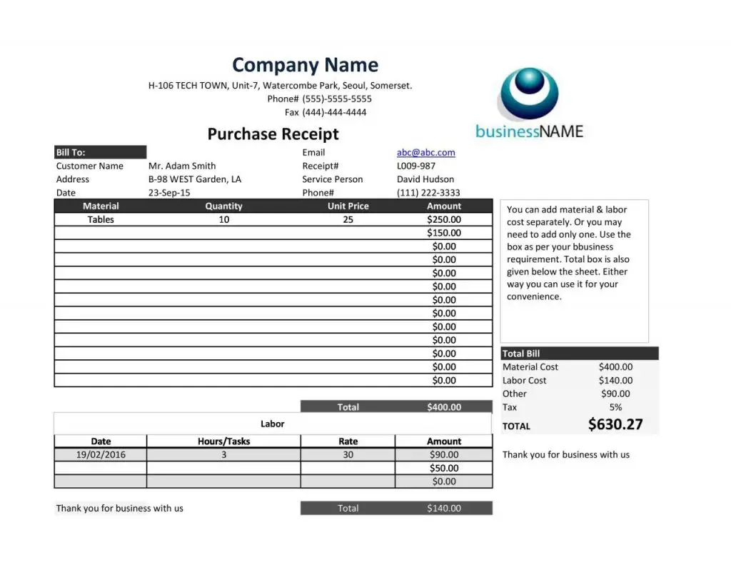 30 plantillas de recibos de compra editables (Word/Excel) - Mundo ...
