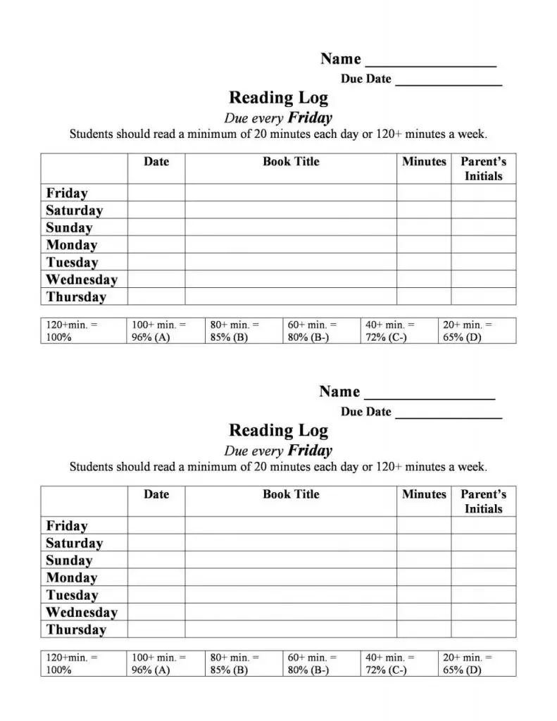 47 plantillas imprimibles de registros de lectura para niños ...