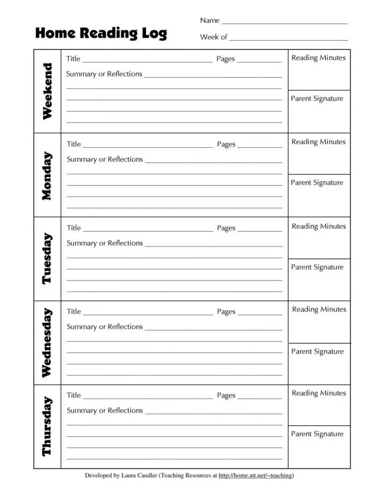 47 plantillas imprimibles de registros de lectura para niños ...